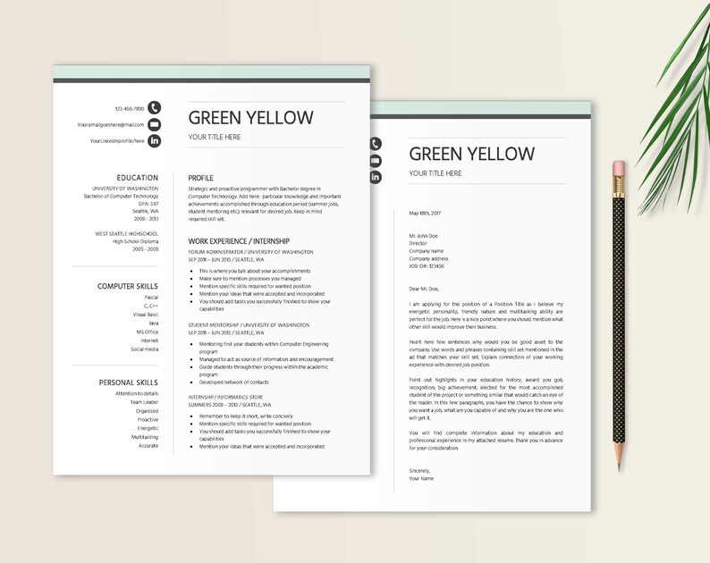 Career Starter Pack | CV Starter Pack | Internship Resume Template ...