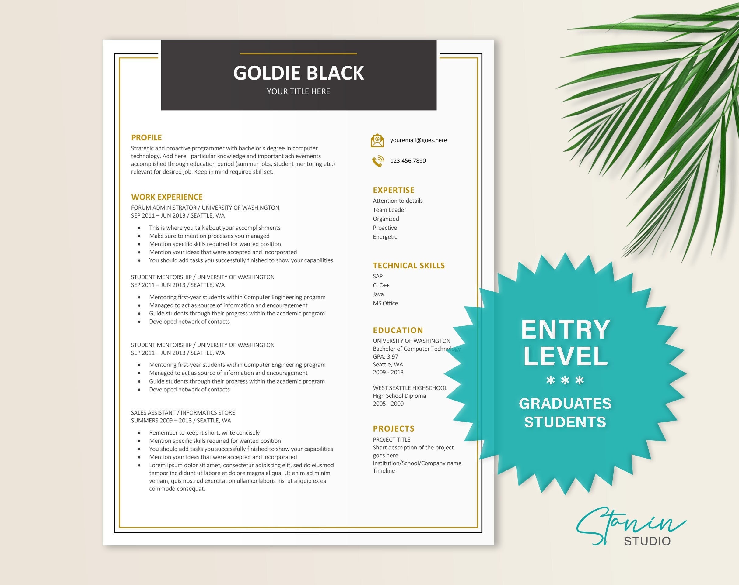 Career Starter Pack | CV Starter Pack | Internship Resume Template ...