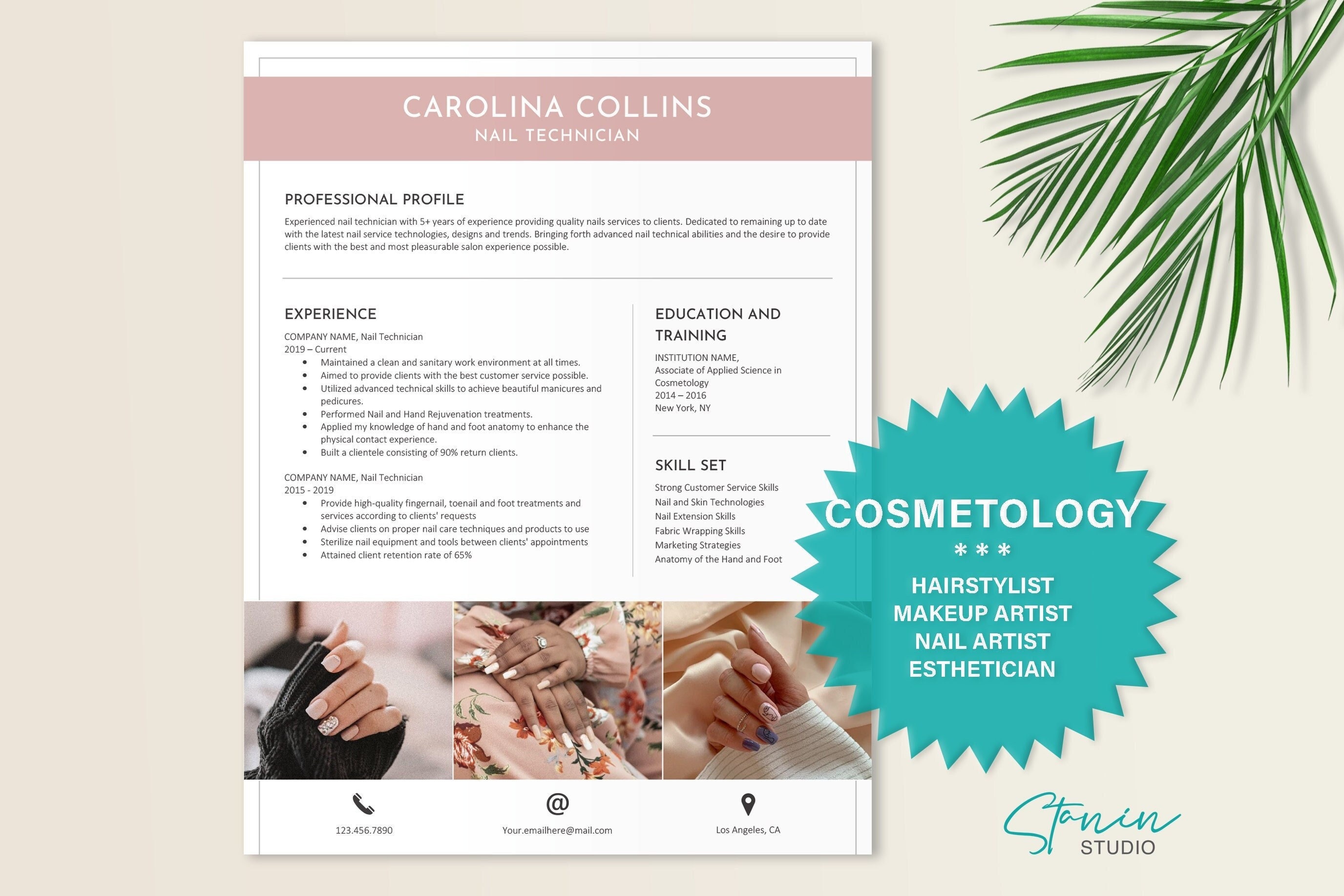 Nail Technician Resume Template, Esthetician Resume, Modern Resume ...