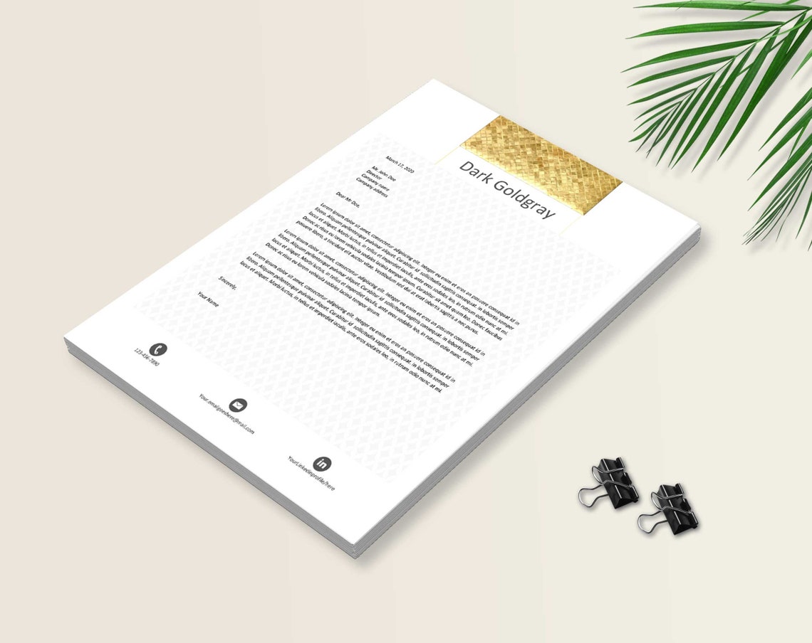 Luxury Letterhead Template DIY Stationery Gold Stationery Paper ...