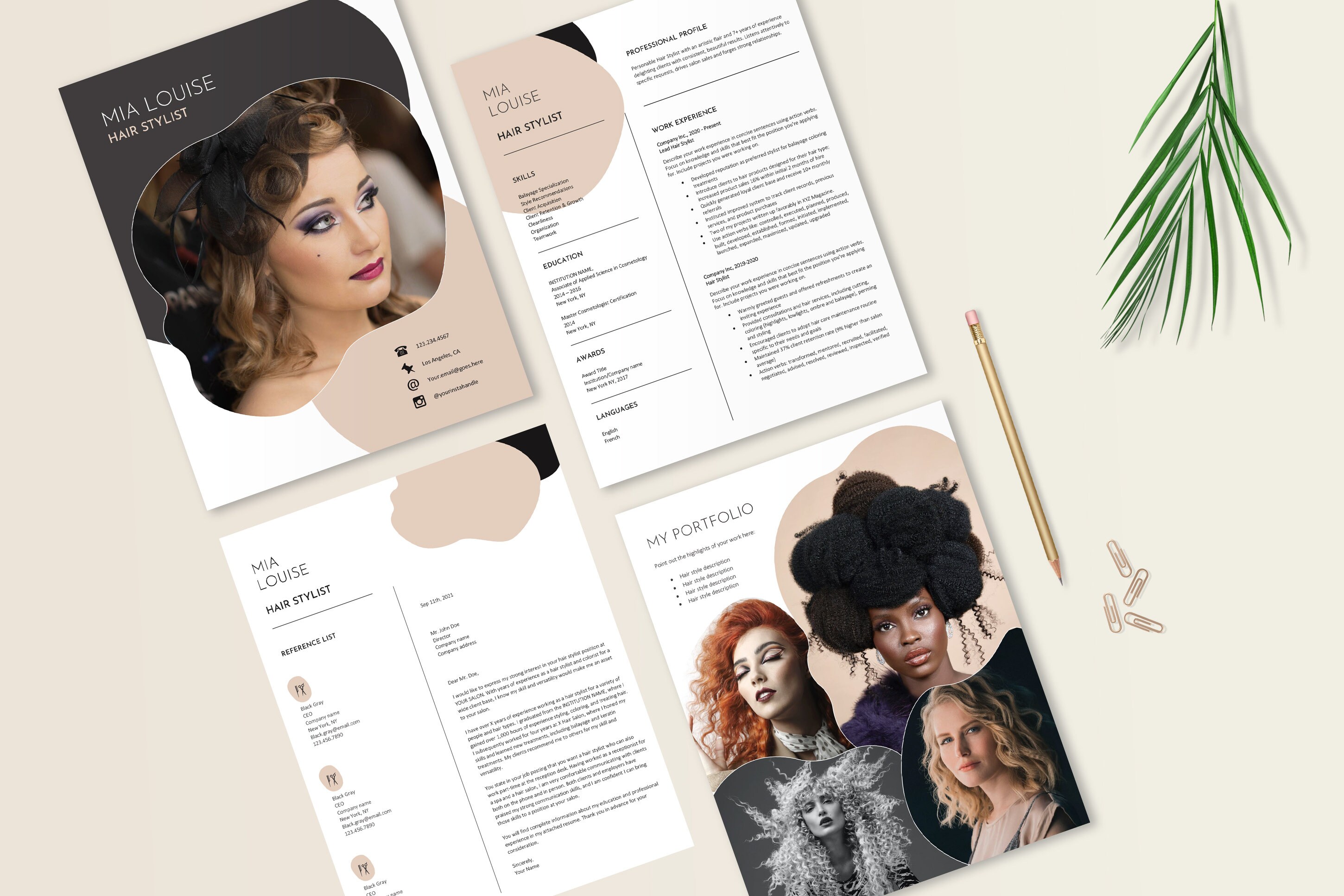 Hair Stylist Resume Design | Hair Stylist Portfolio | Hairdresser CV ...