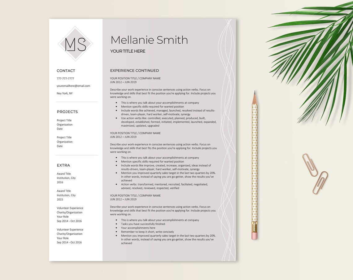 Resume Template, Pastel Resume Design, Resume Template Word, Resume ...