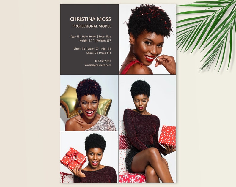 Modeling Comp Card MS Word Template Modeling Agency Model - Etsy Canada