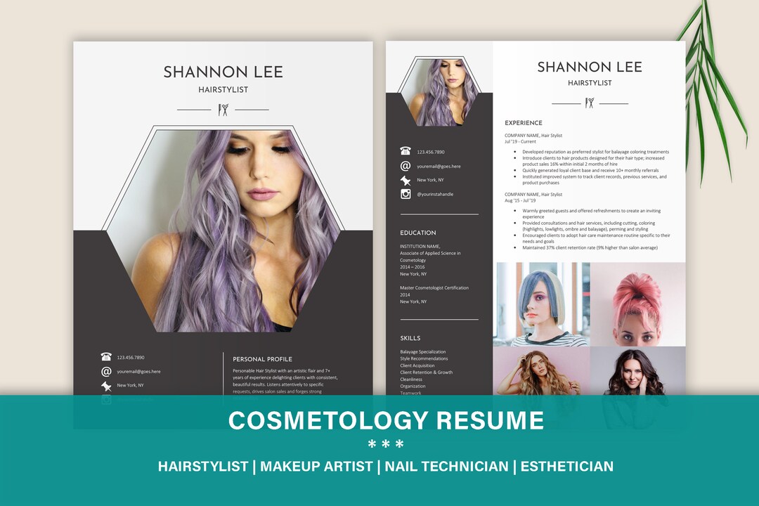 Hairstylist Resume, Modern Resume Template, Esthetician Resume, Beauty ...
