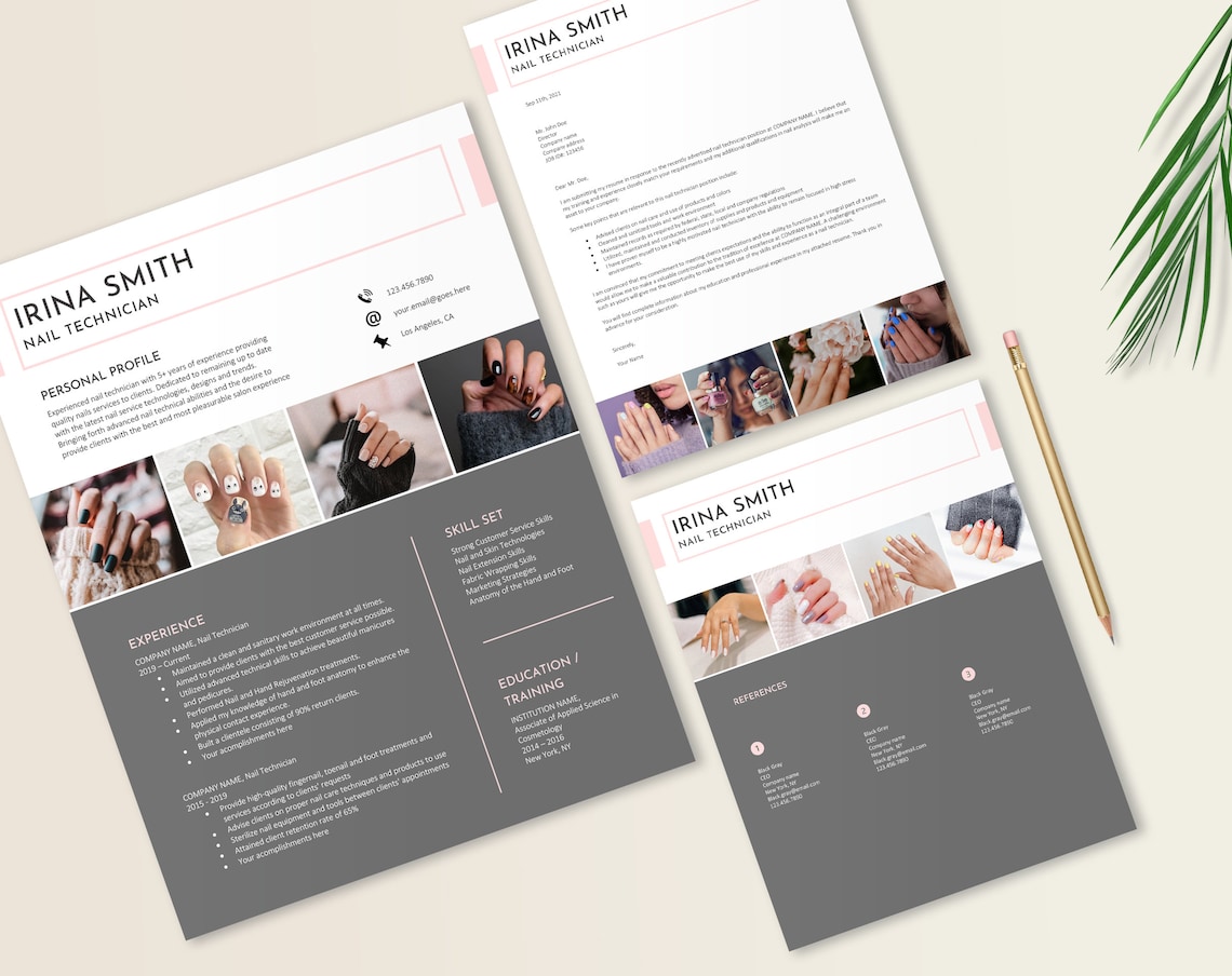 Nail Technician Resume Template, Esthetician Resume, Modern Resume ...