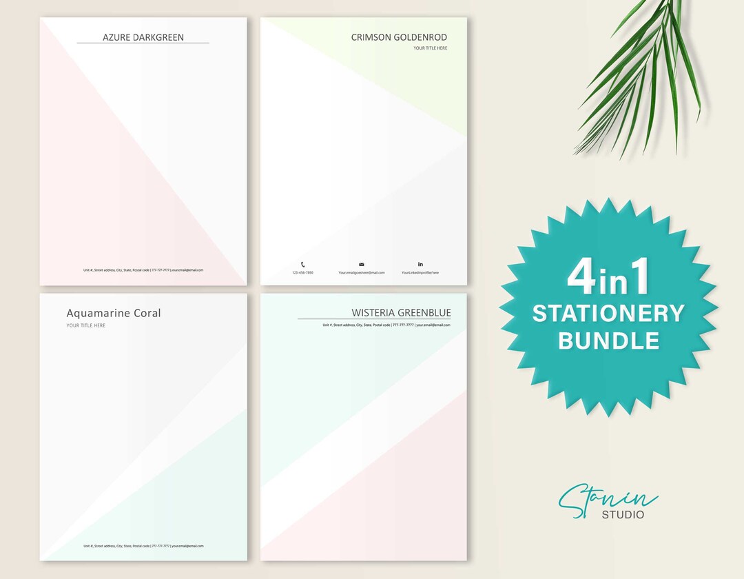 Printable and Editable Stationery Bundle | Letterhead Template Bundle ...