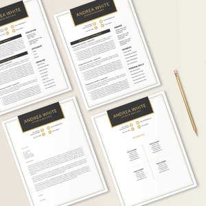 Black and Gold Resume Template + Cover Letter | Modern Resume Editable ...