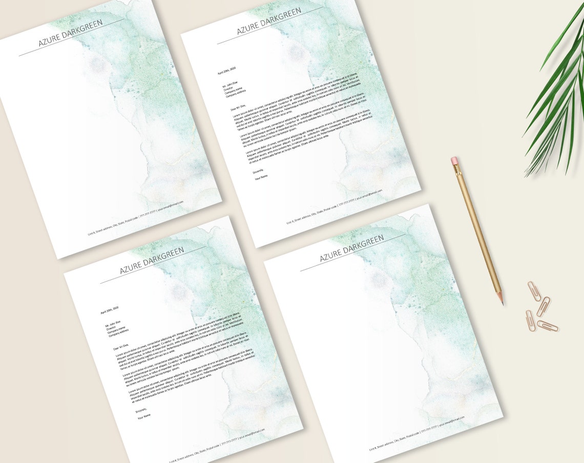 Business Letterhead InDesign Stationery Word Template Personal | Etsy