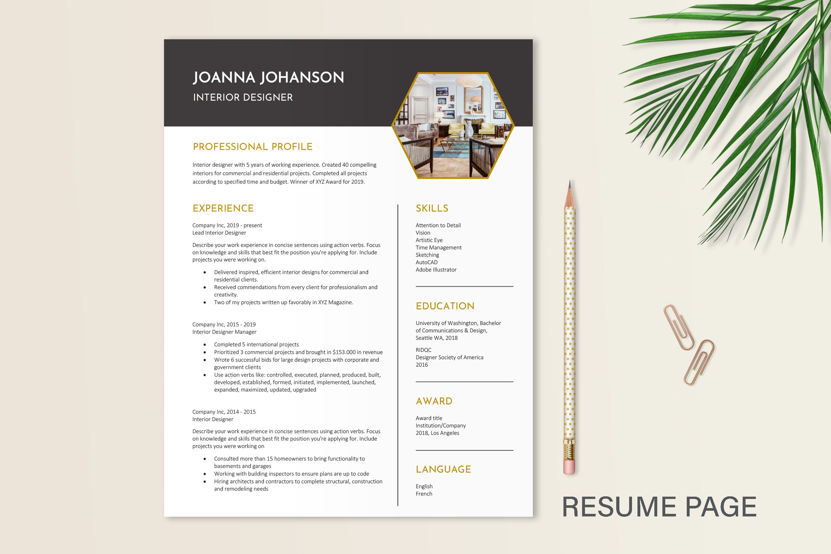 Interior Designer Resume Design Interior Design Portfolio Interior ...