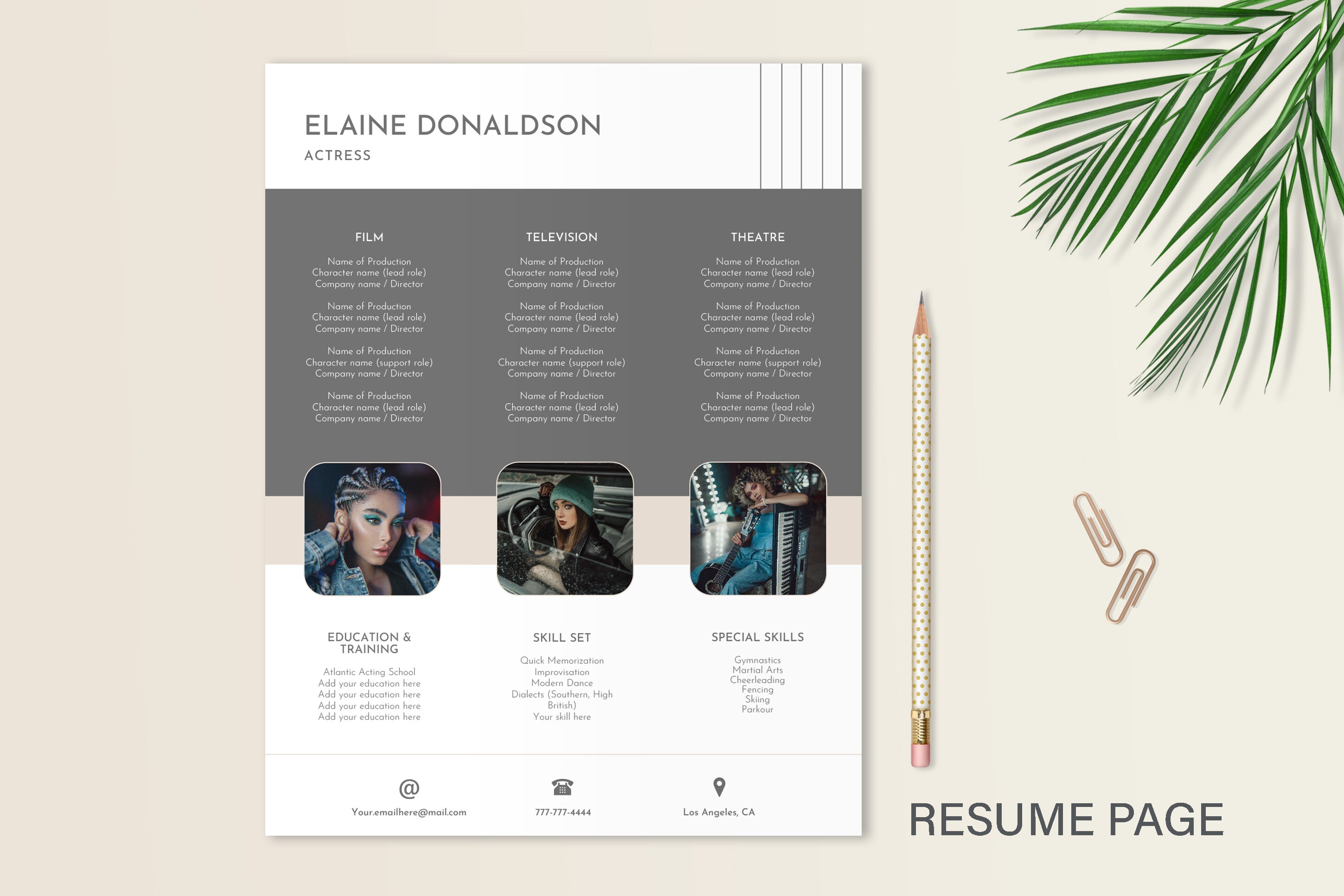 Artistic Resume for Actor/actress, Designers, Photographers, Dancers ...