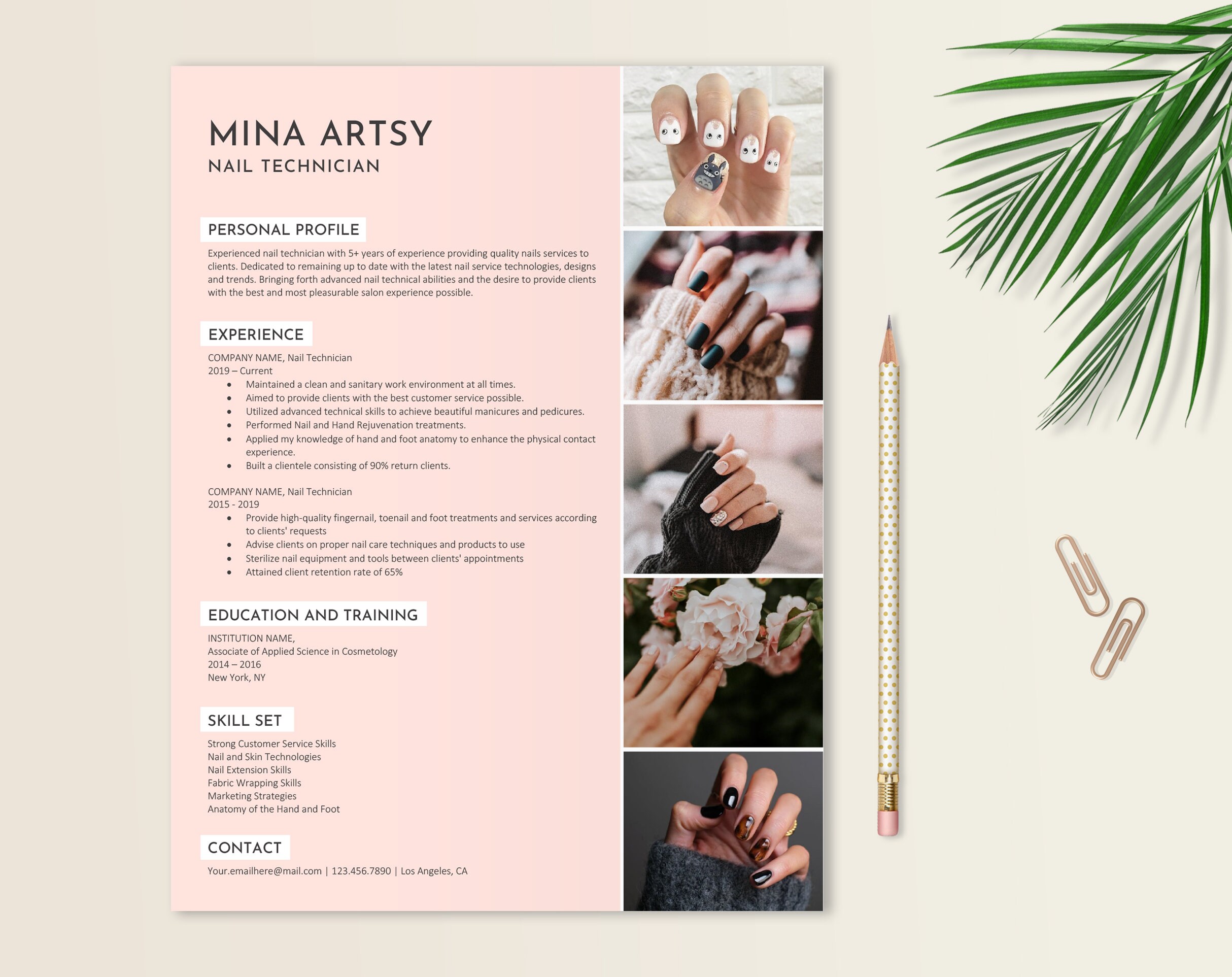 Nail Technician Resume Template, Esthetician Resume, Modern Resume ...