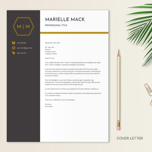Black and Gold Resume Template, Resume Template Word, Modern Resume, CV ...