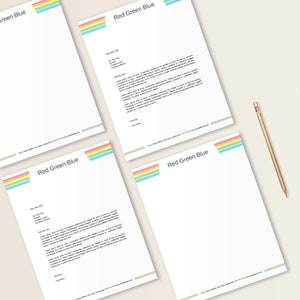 Rainbow Design Letterhead Template Printable and Editable in Word ...