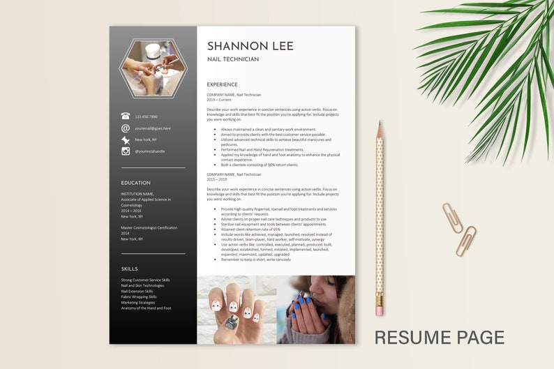 Nail Technician Resume Template, Esthetician Resume, Modern Resume ...