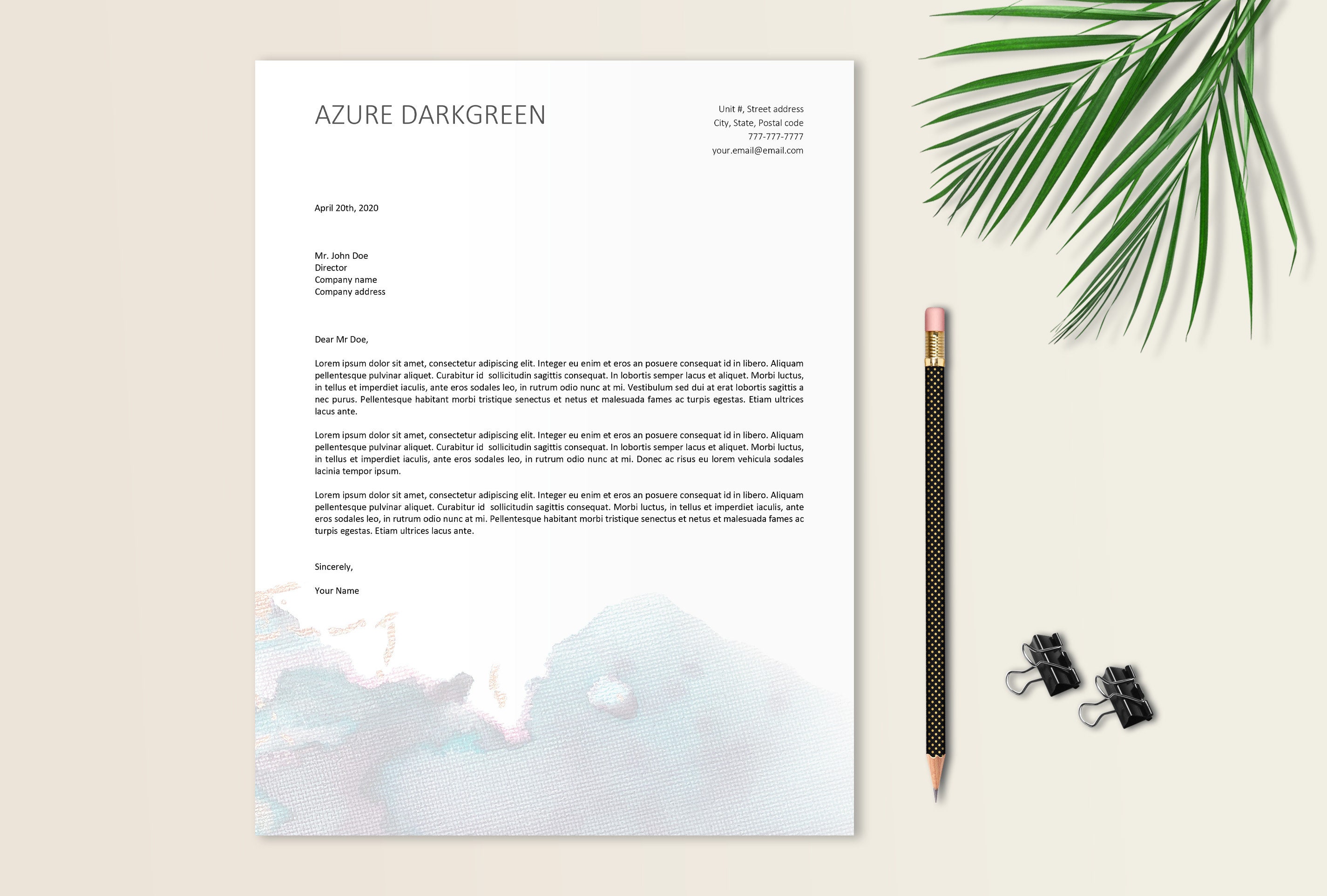 Business Letterhead Indesign Stationery Word Template Personal ...