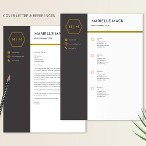 Black and Gold Resume Template, Resume Template Word, Modern Resume, CV ...