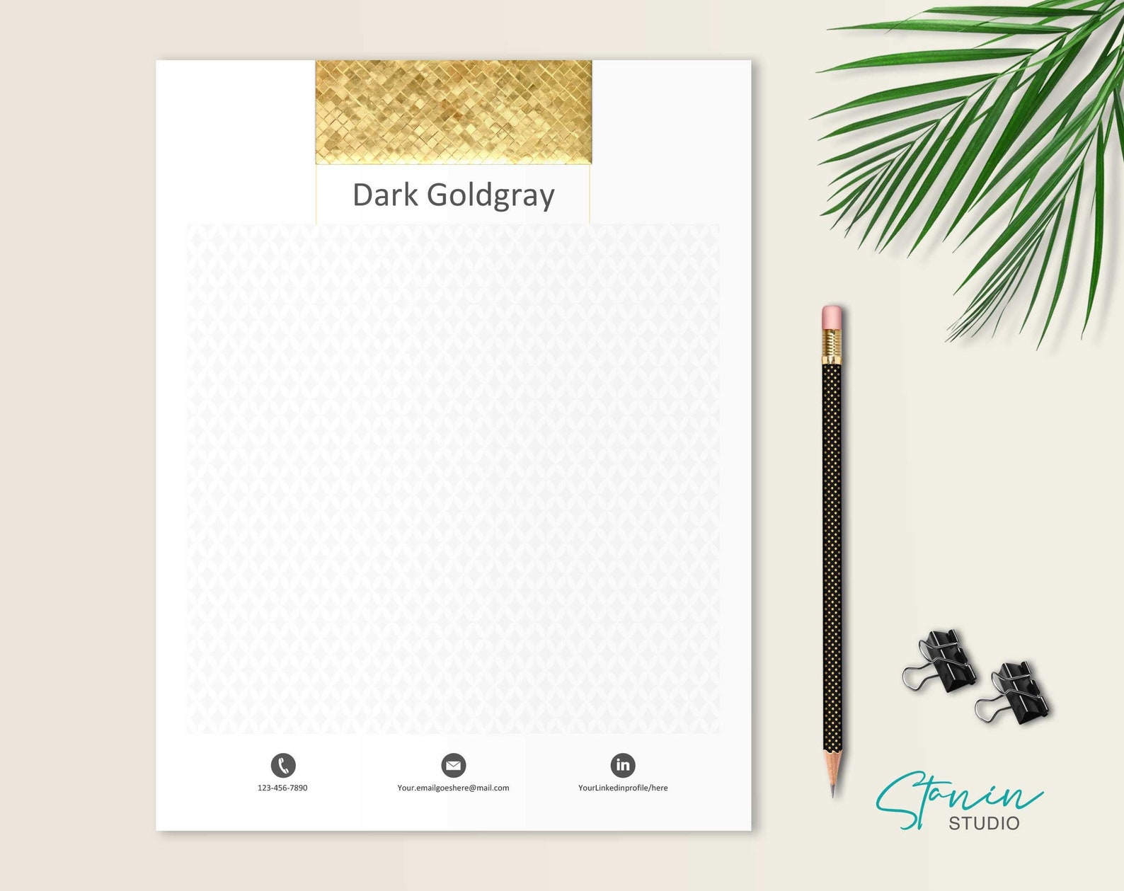 Luxury Letterhead Template DIY Stationery Gold Stationery Paper ...