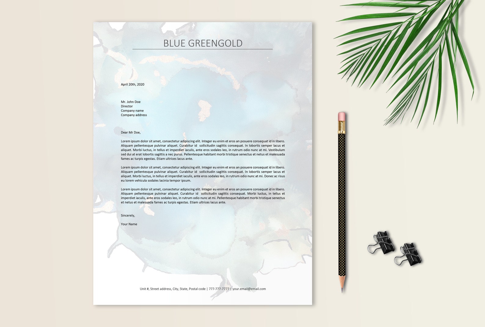 Blue Writing Paper Business Letterhead Indesign Stationery - Etsy Canada