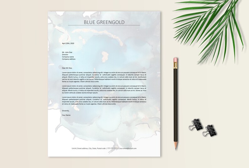 Blue Writing Paper Business Letterhead Indesign Stationery - Etsy Canada