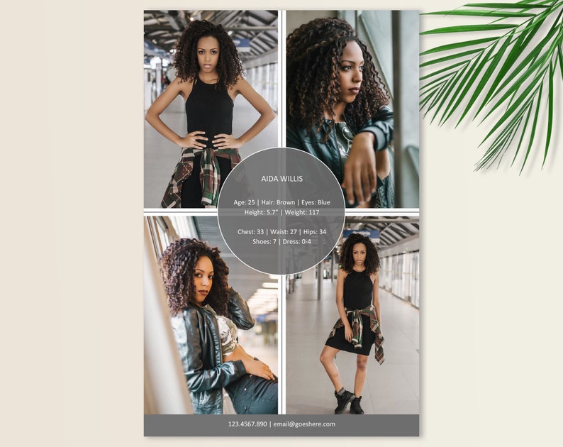 Modeling Comp Card MS Word Template Modeling Agency Model - Etsy