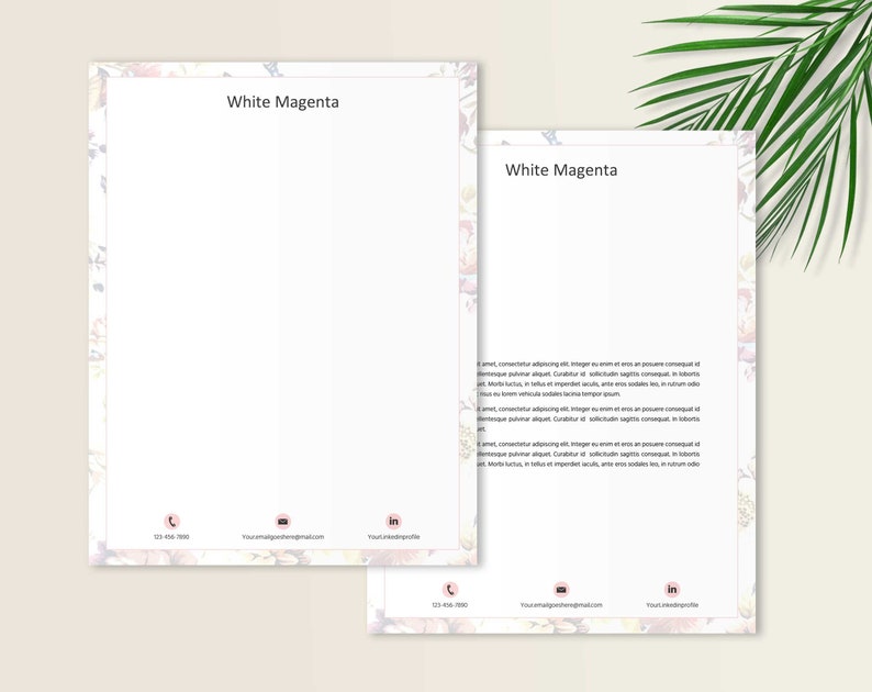 Floral Frame Design Letterhead Template | Personal Stationery Print ...