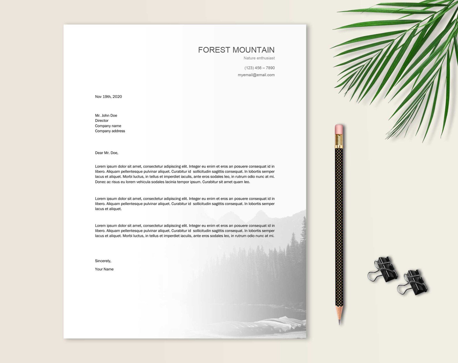Creative Letterhead Template Rocky Mountains Letterhead Design Instant ...