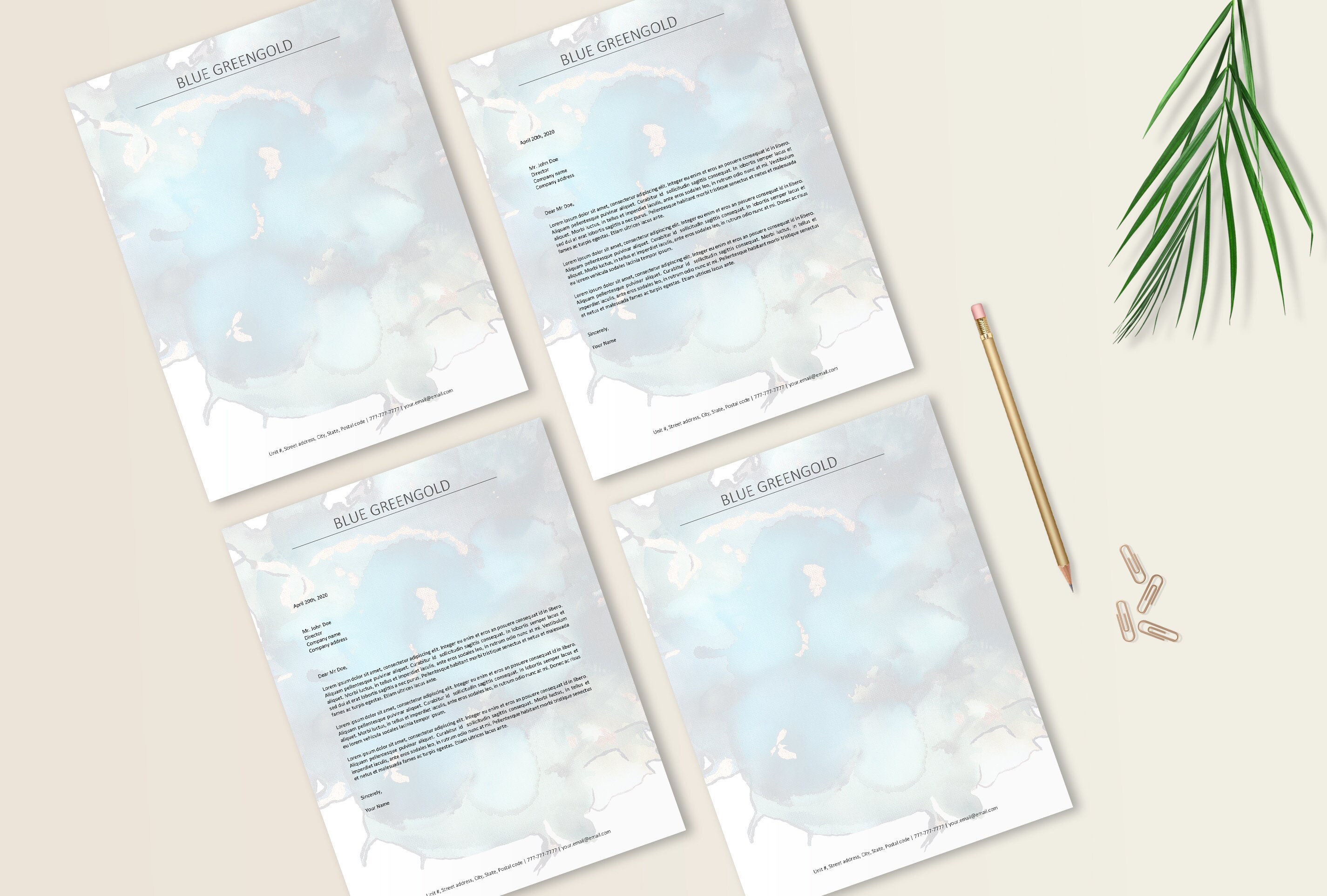 Blue Writing Paper Business Letterhead Indesign Stationery - Etsy Canada