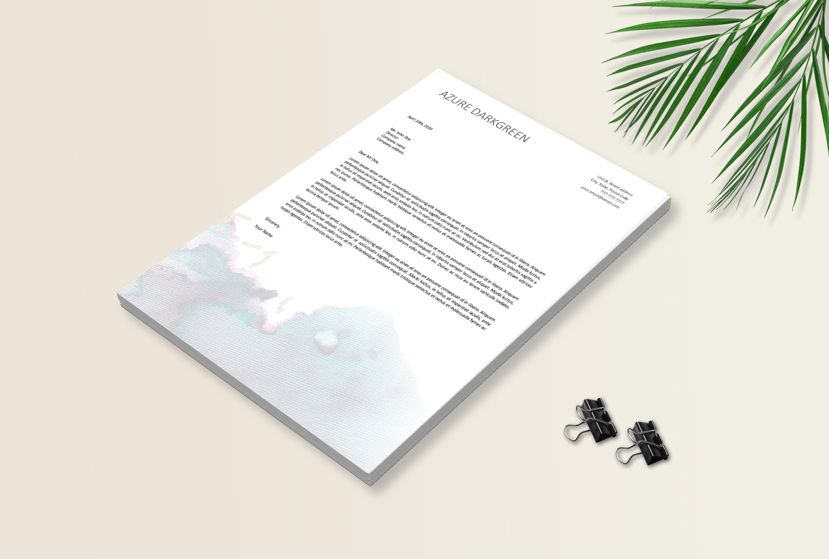 Business Letterhead Indesign Stationery Word Template Personal ...