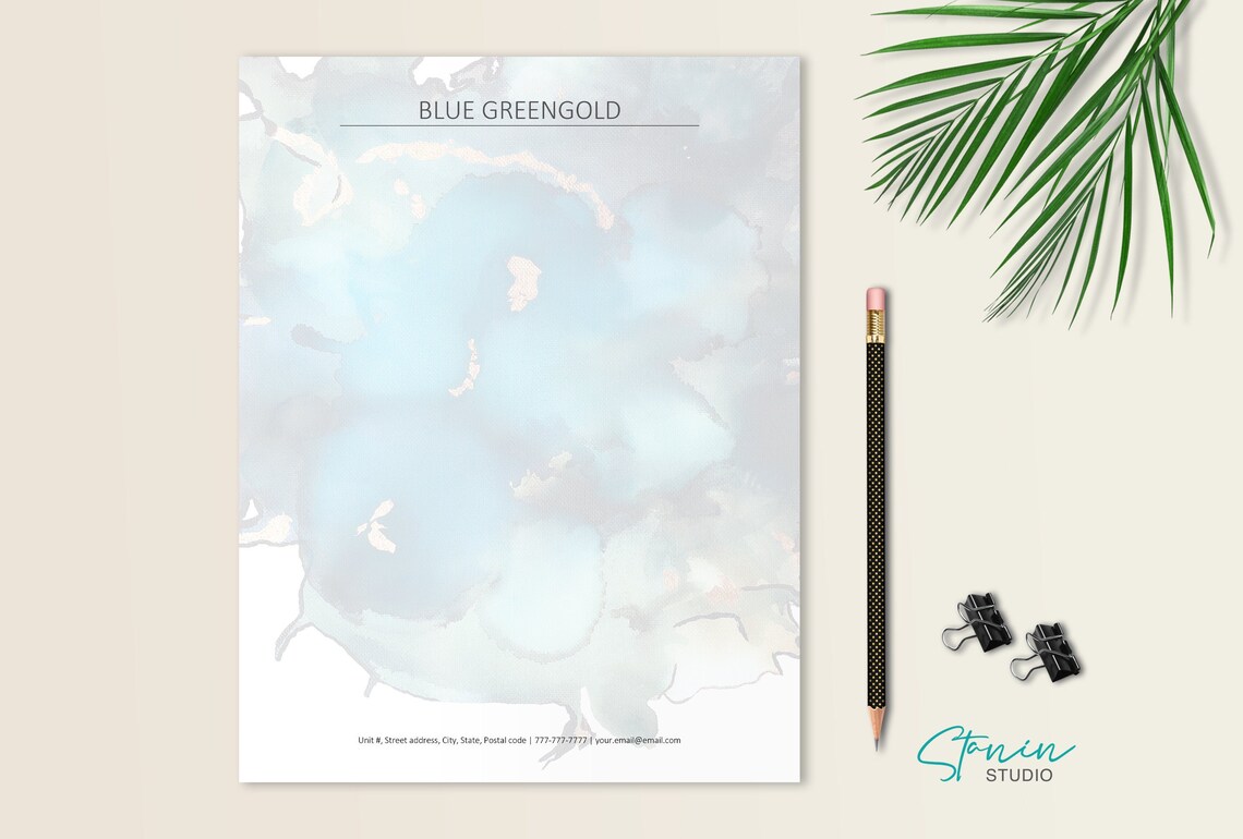 Blue Writing Paper Business Letterhead Indesign Stationery - Etsy Canada