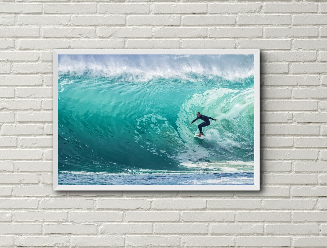 BLUE WAVE PRINT Surfer Print Surfing Print Ocean Wave - Etsy
