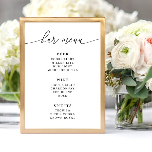 Bar Menu - Etsy