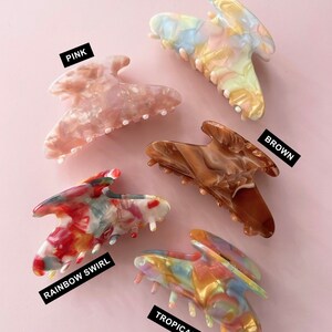 Medium Rainbow Swirl Acetate Hair Claw Clips (5 Colors Available) - Etsy