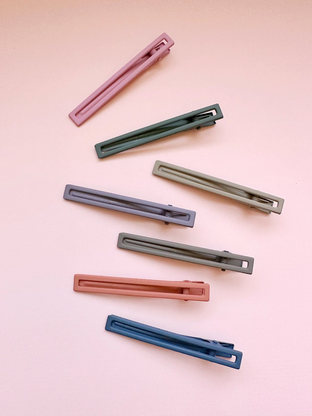 Colorful Thin Matte Rectangle Hair Clips 7 Pieces per Set - Etsy