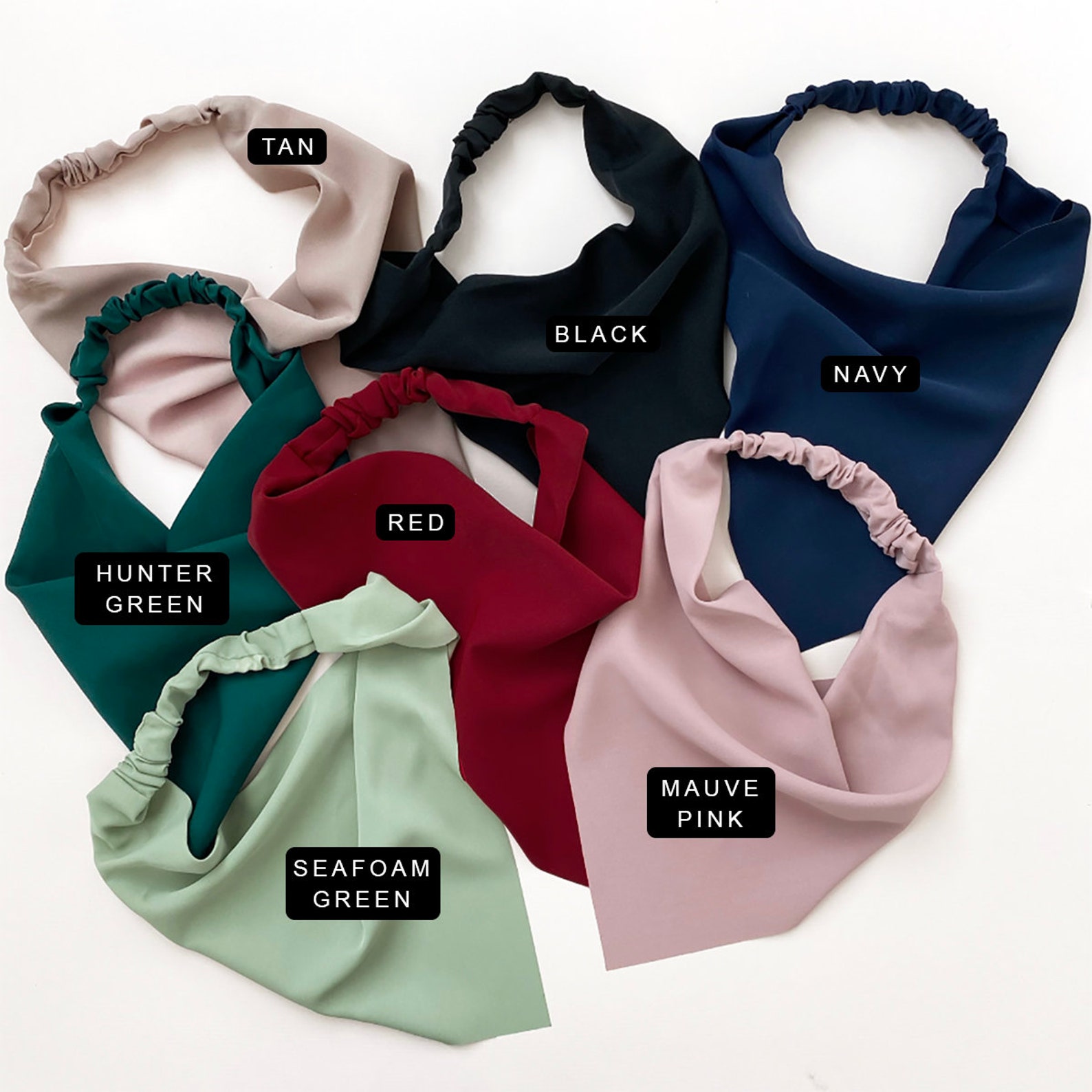 Solid Dark Fall Triangle Head Scarf Wrap Elastic Headband Hair - Etsy