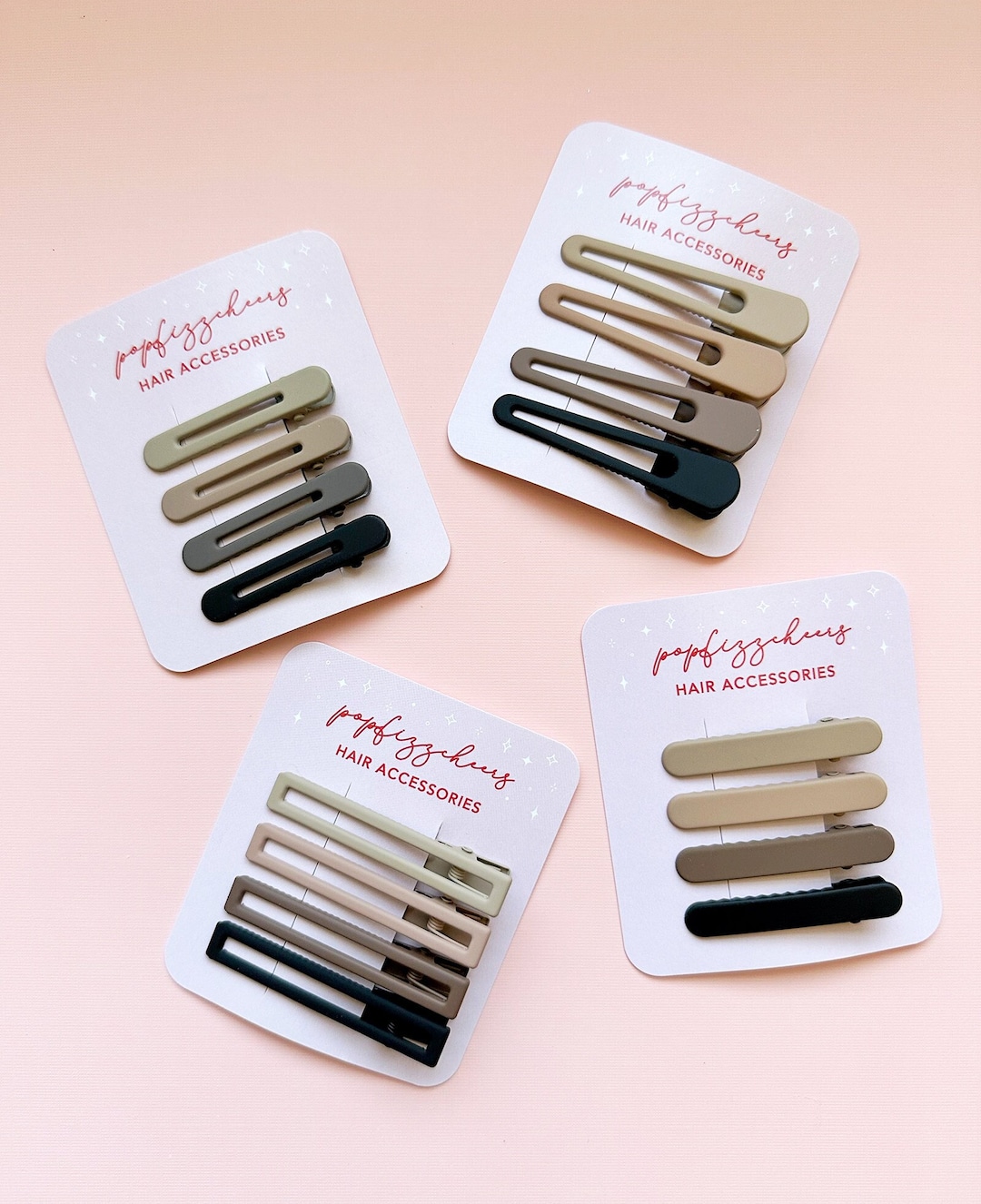 Neutral Brown Hair Clips (4 Different Sets Available) - Etsy