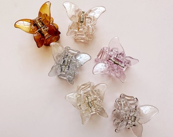 Retro Clear White Butterfly Clips Butterfly Hair Claws Mini 1990s Style ...