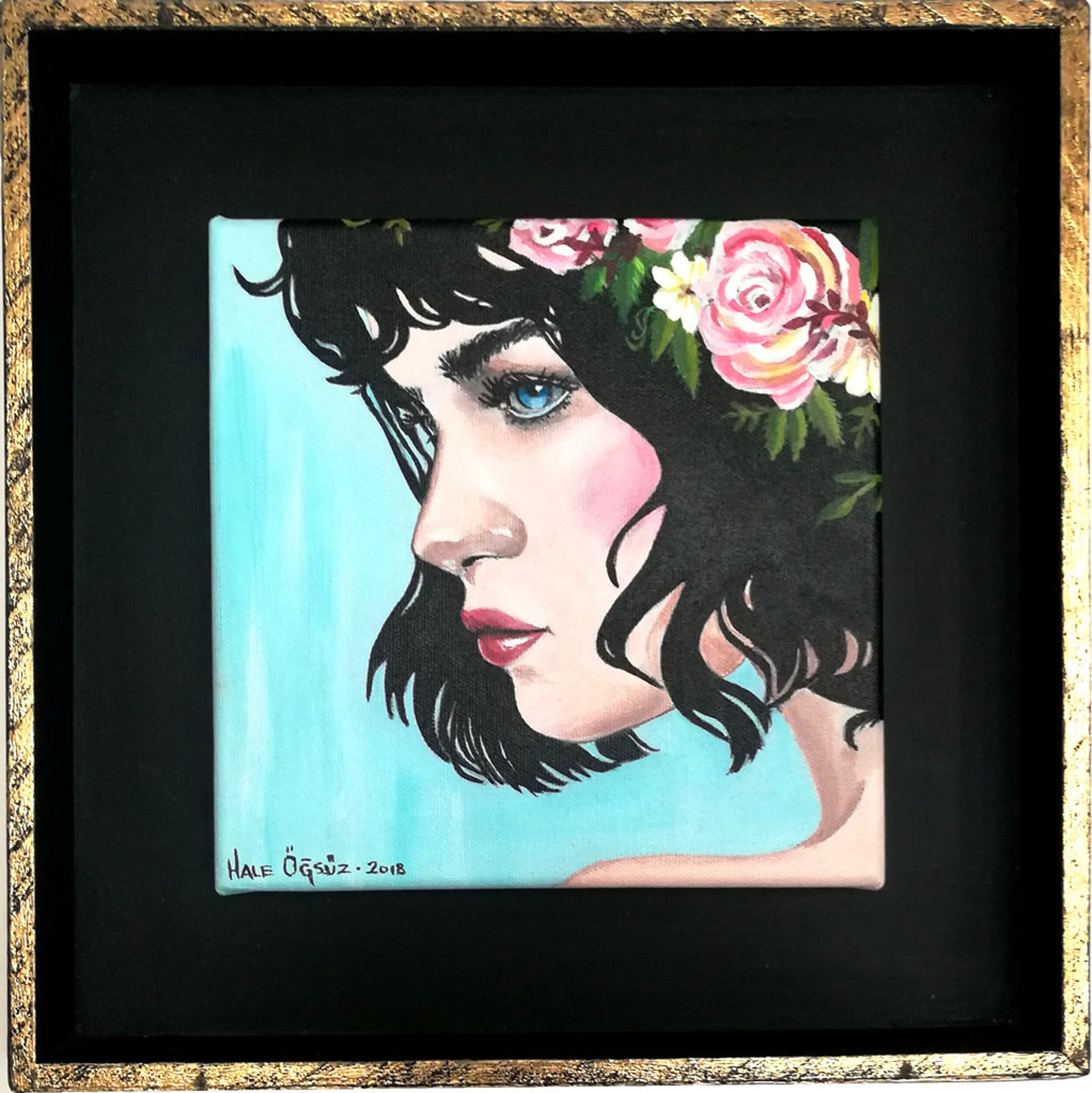 The Woman With Anadem Acrylic Painting Woman Painting - Etsy