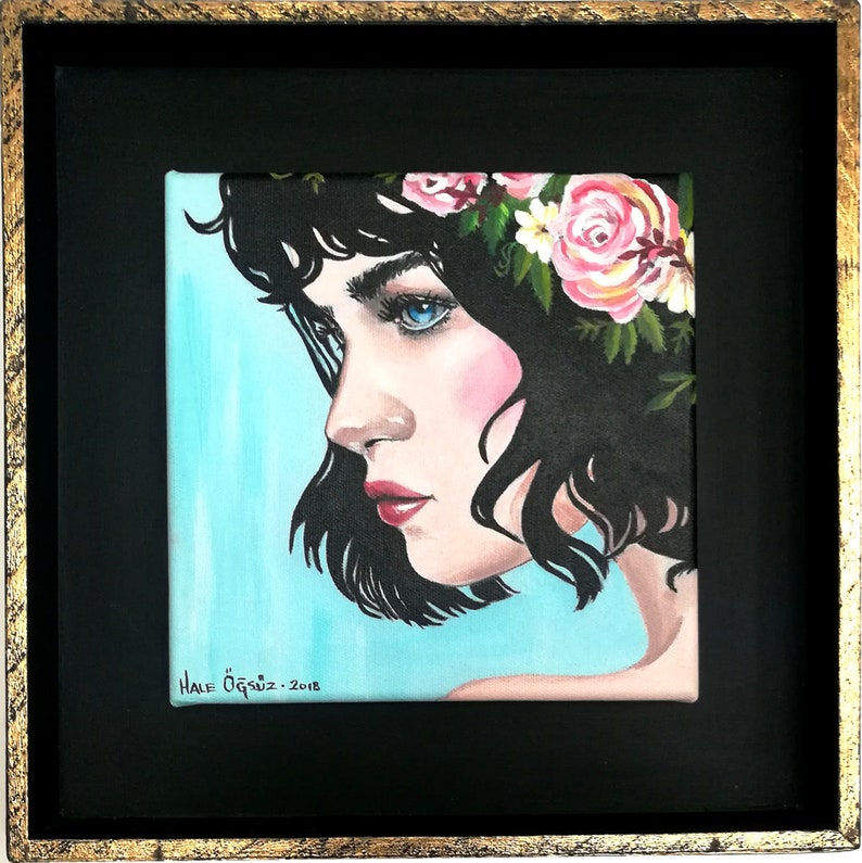 The Woman With Anadem Acrylic Painting Woman Painting - Etsy