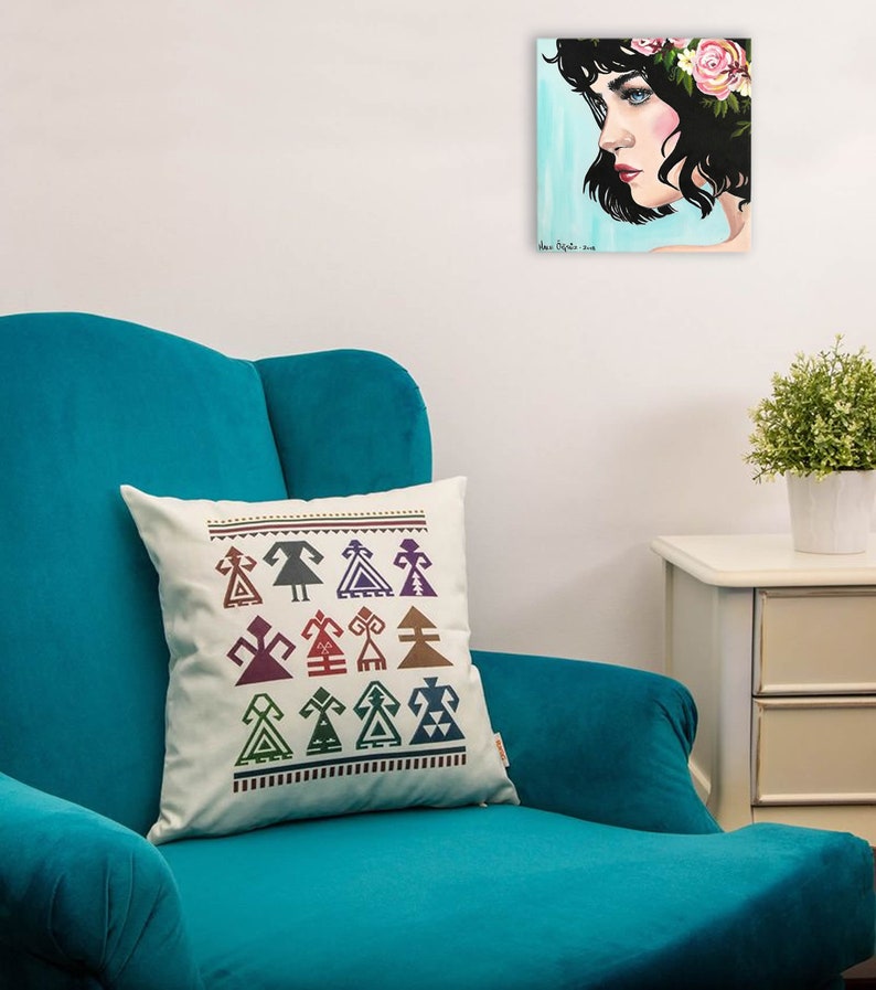 The Woman With Anadem Acrylic Painting Woman Painting - Etsy