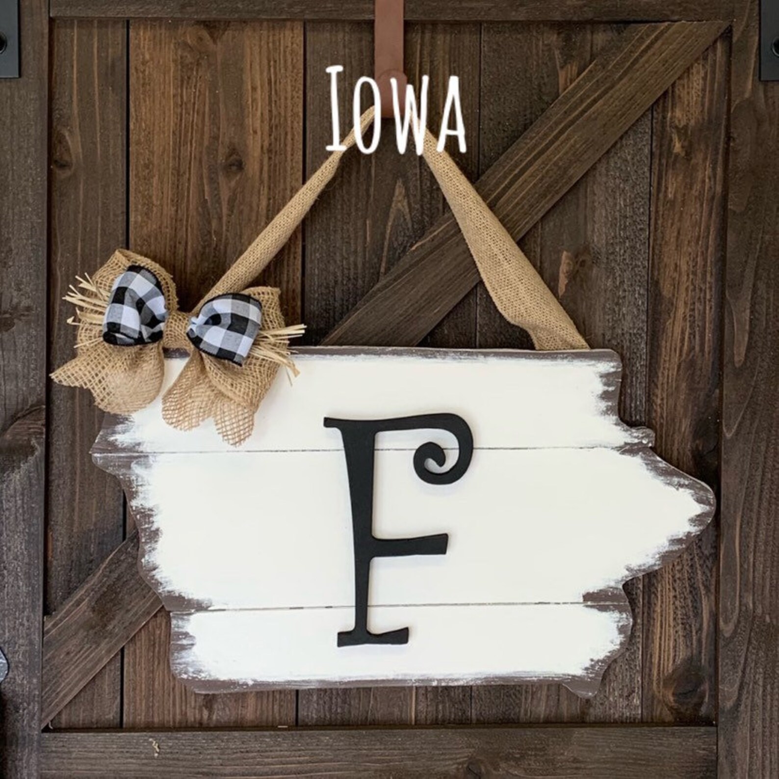 Iowa/state/distressed/monogrammed/door Decor/wedding - Etsy