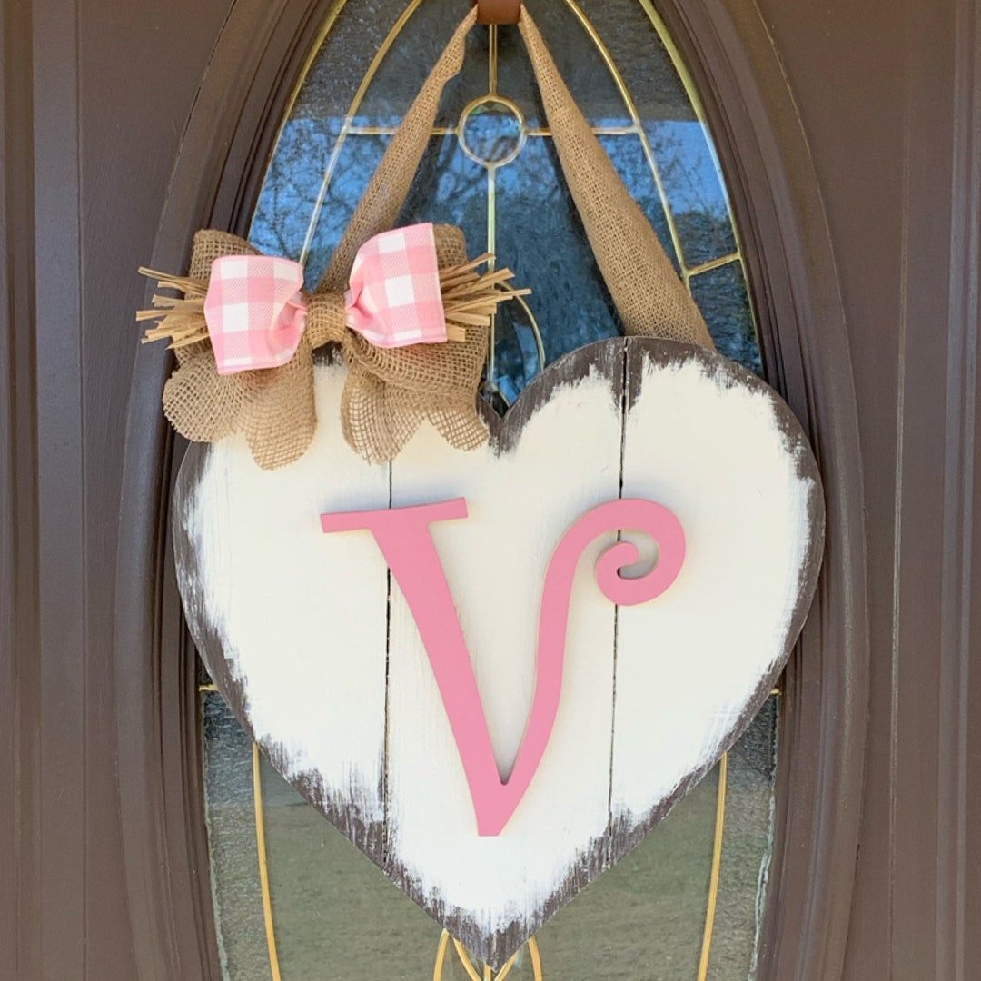 Heart/monogrammed/door Decor/wedding Gift/distressed/rustic ...