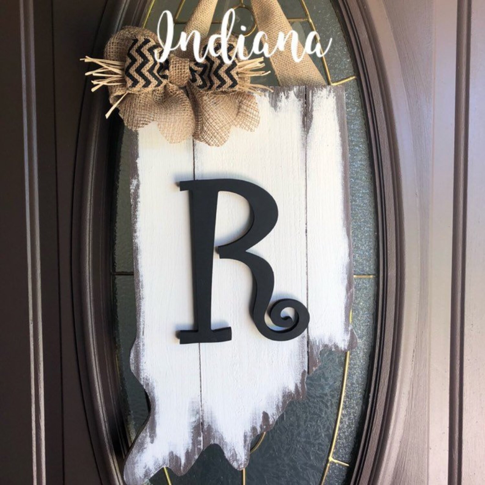 Indiana/state/distressed/monogrammed/door Decor/wedding - Etsy Australia