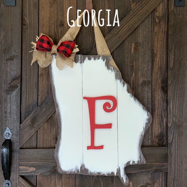 Georgia/state/distressed/monogrammed/door Decor/wedding - Etsy