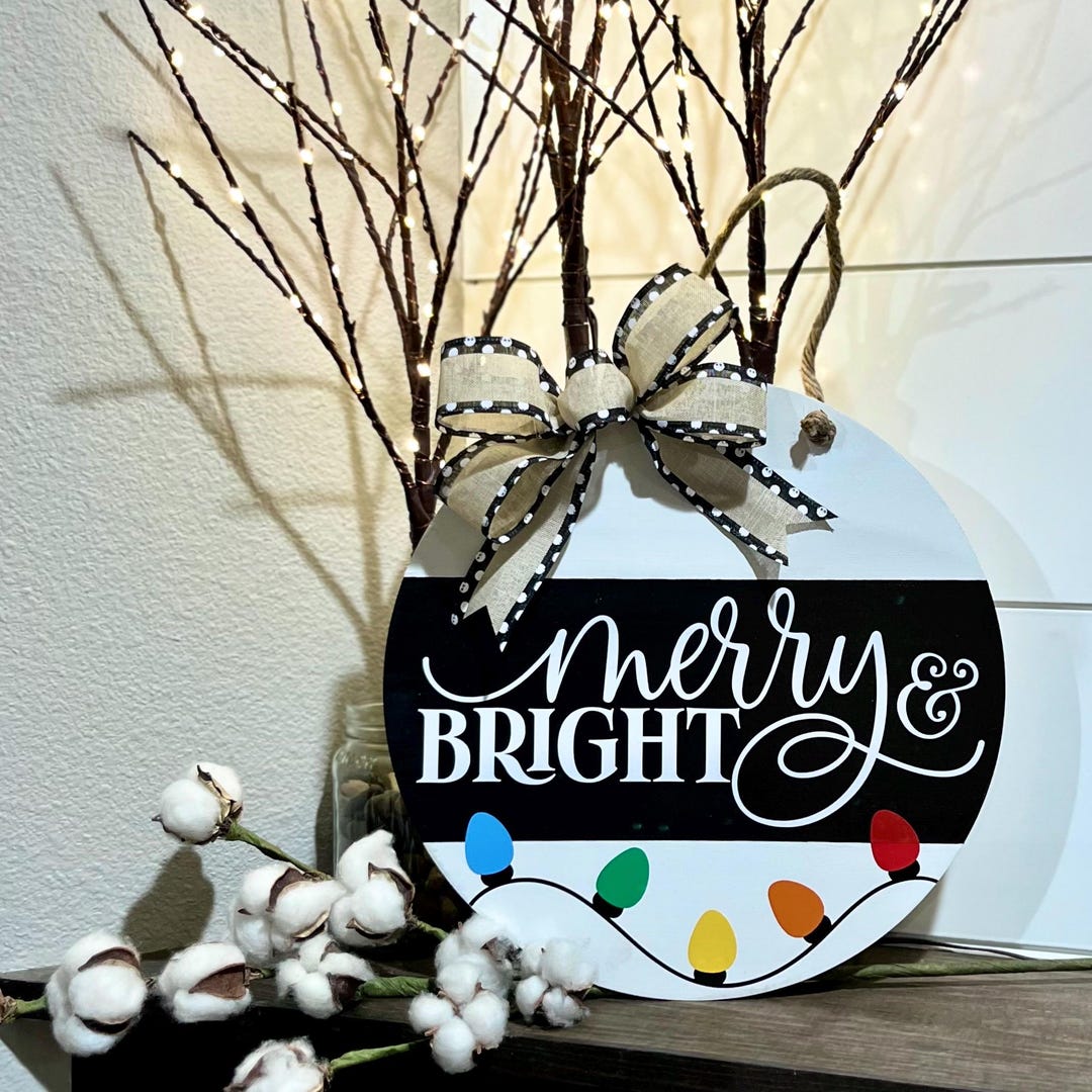 Merry & Bright Christmas Door Hanger/merry Christmas/tis the Season ...
