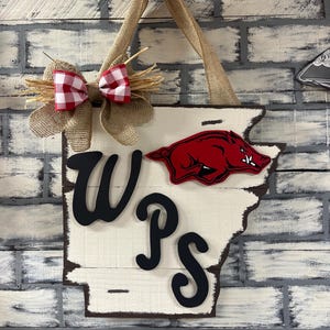 Arkansas/state/wps/monogrammed/razorback Door Decor/rustic/dorm Decor ...