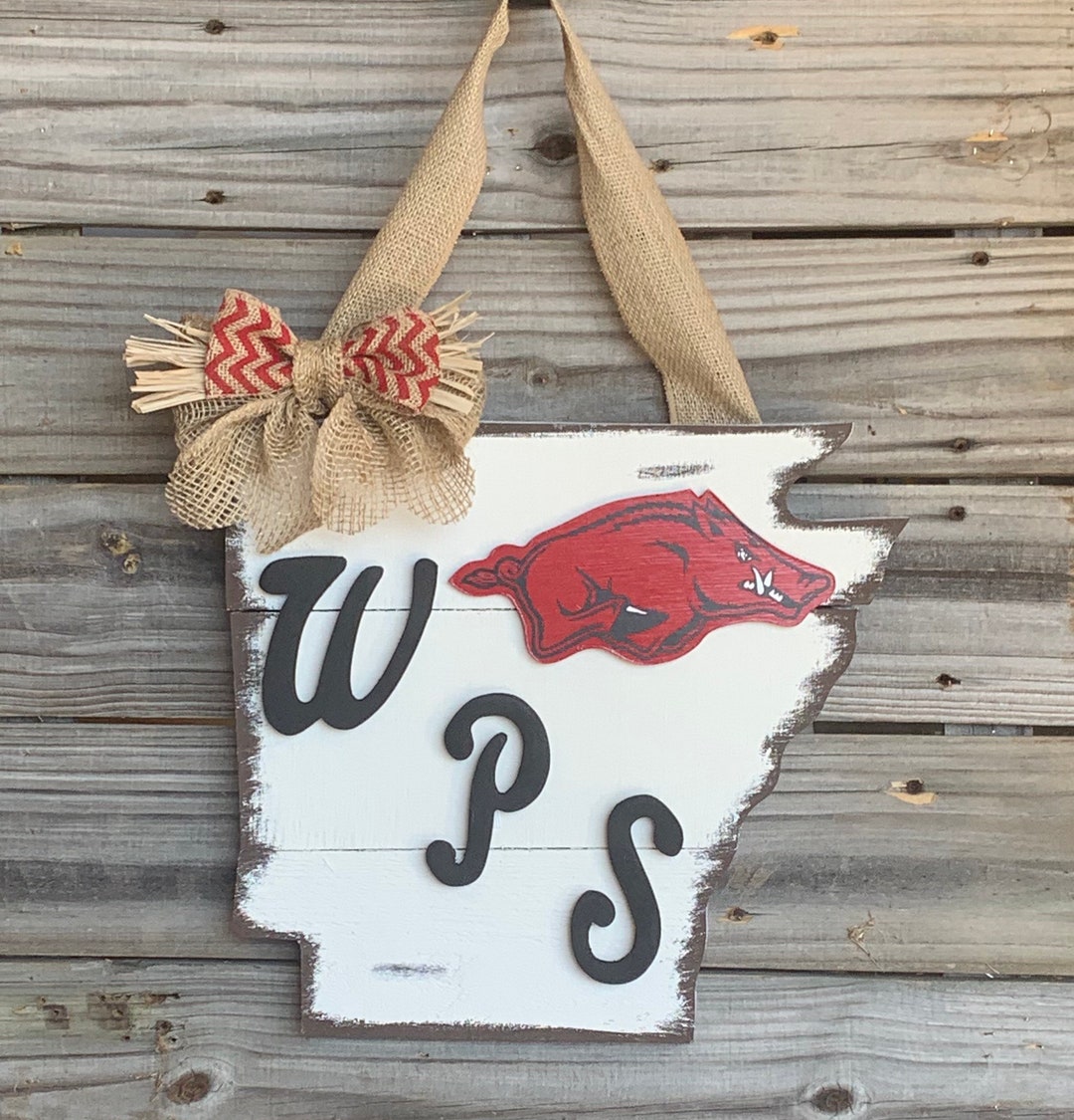 Arkansas/state/wps/monogrammed/razorback Door Decor/rustic/dorm Decor ...