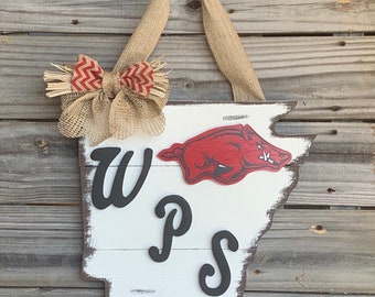 Arkansas/state/wps/monogrammed/razorback Door - Etsy