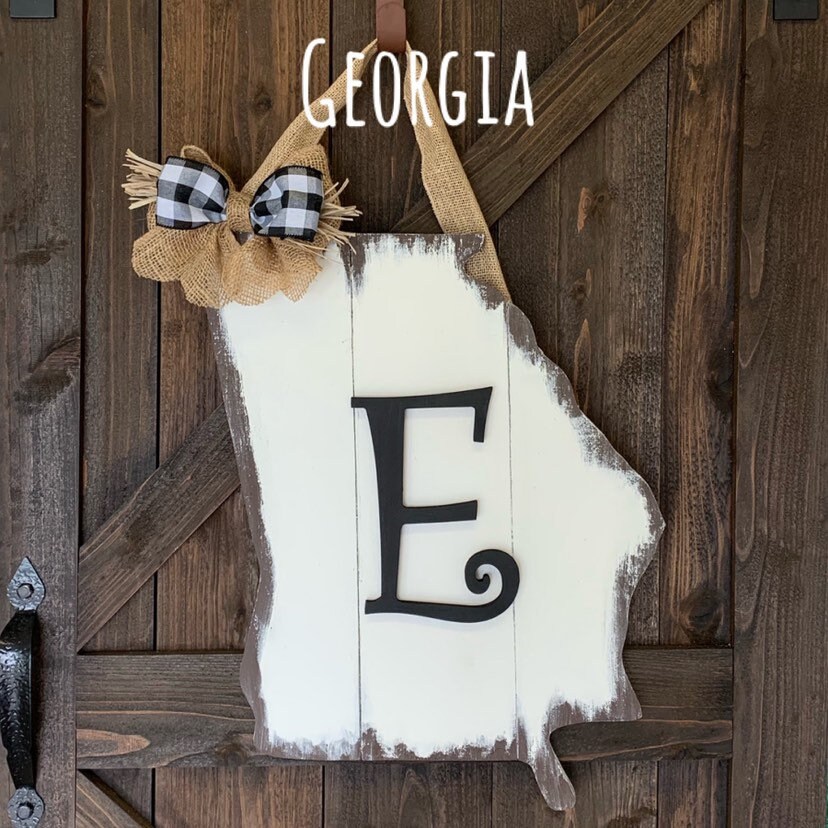 Georgia/state/distressed/monogrammed/door Decor/wedding Gift/rustic ...