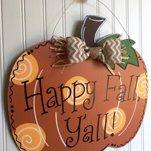 Pumpkin Happy Fall Y'all Door Hanger/happy Fall Y'all Sign/happy Fall ...