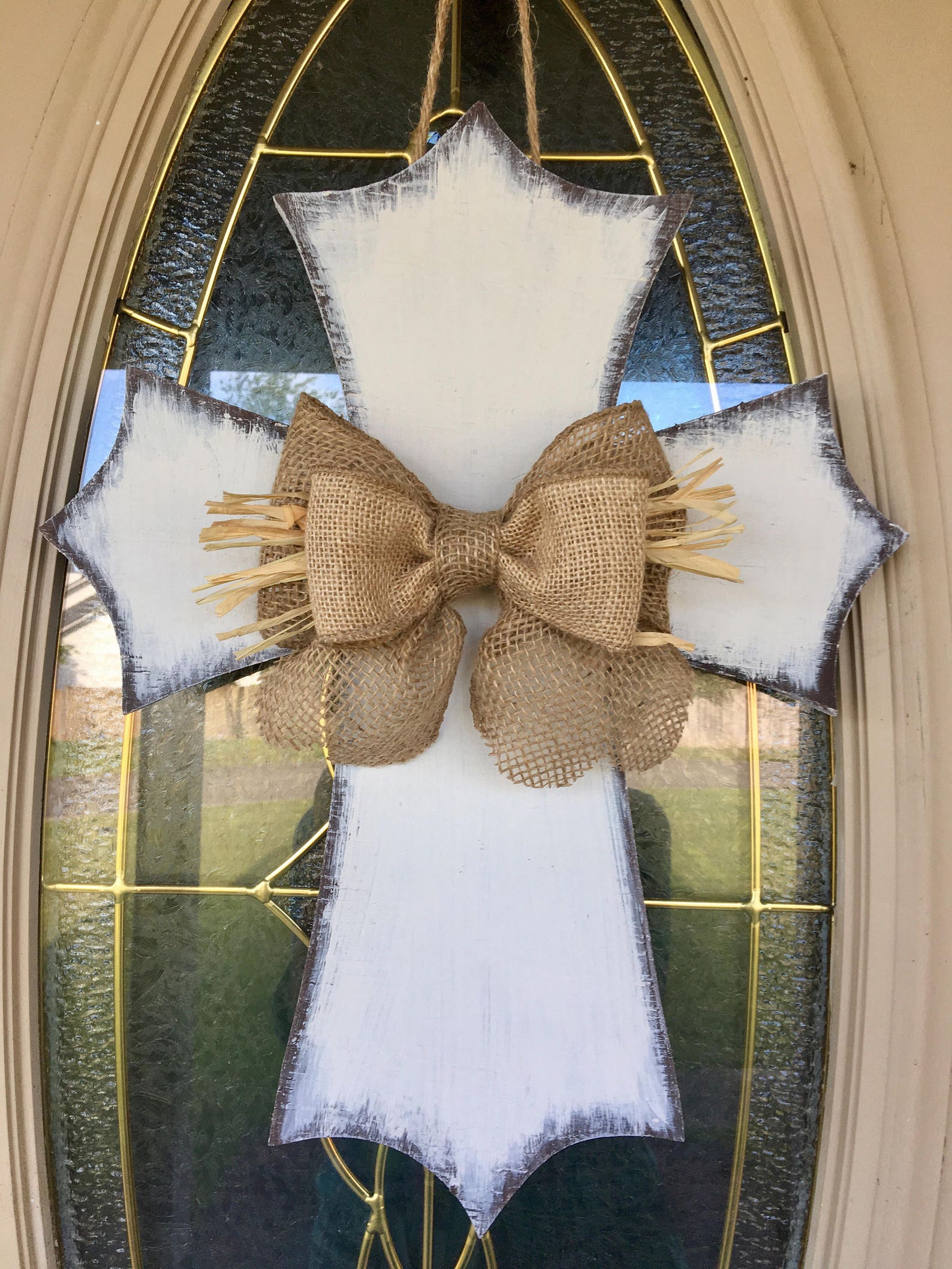 Distressed Rustic Wooden Cross Door Hanger/monogrammed/burlap - Etsy